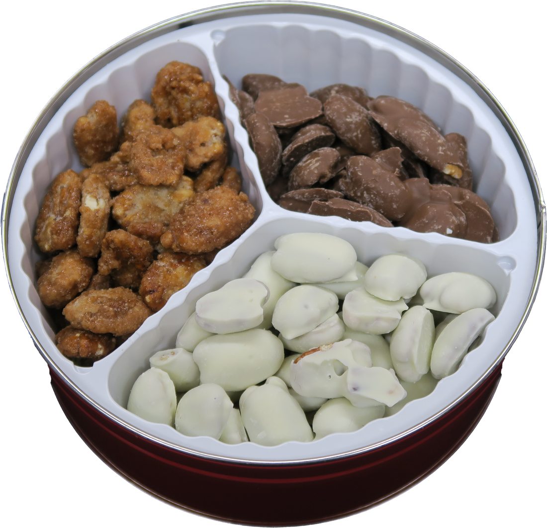 Holiday Assorted Pecans Tin – Southern Pecan Products